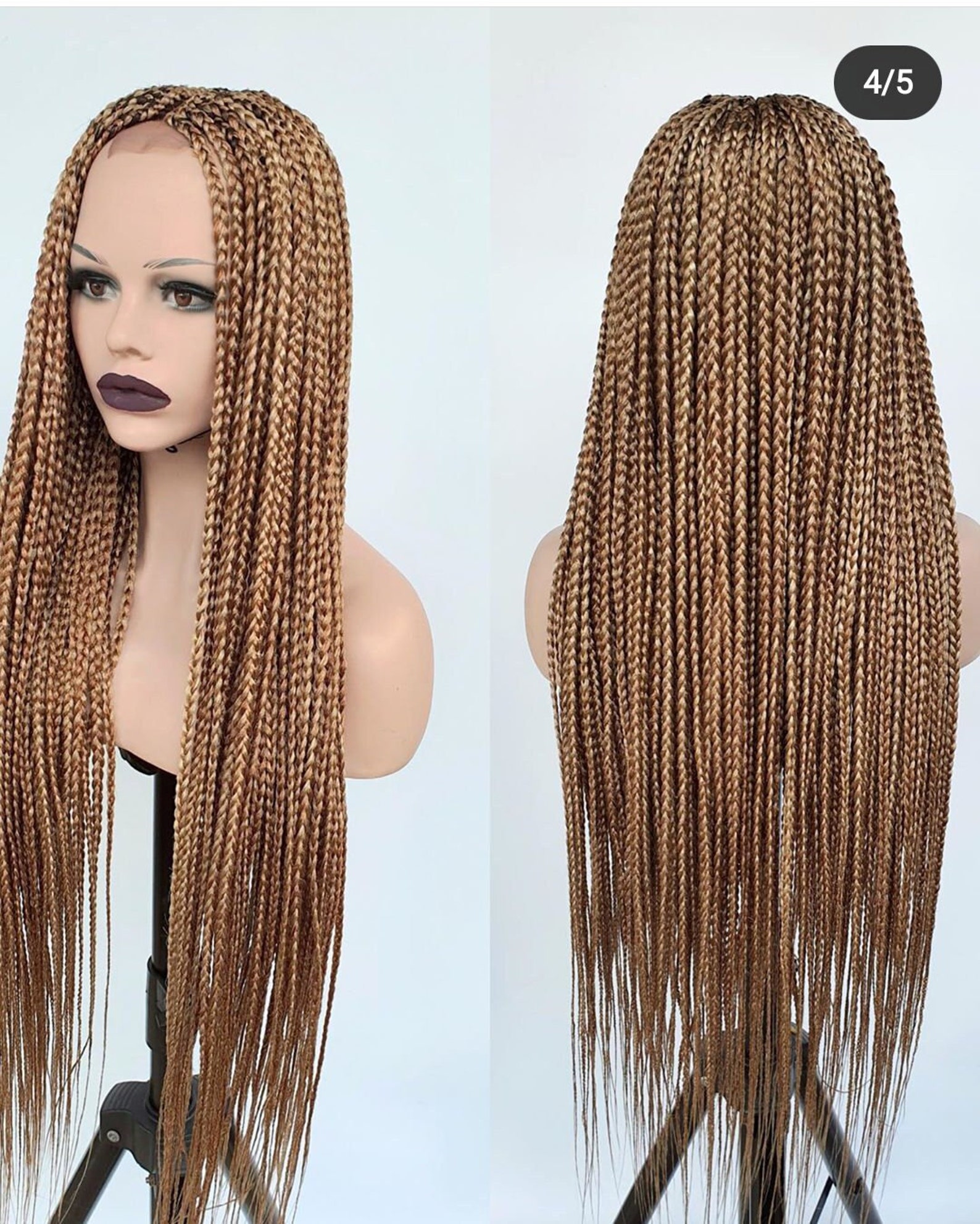 Lace Closure Knotless Box Braid Wig Long Braided Wigs Wigs - Etsy