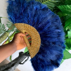 Clutch Semi-circle Hand Fan, African Traditional Wedding Bridal Feather ...