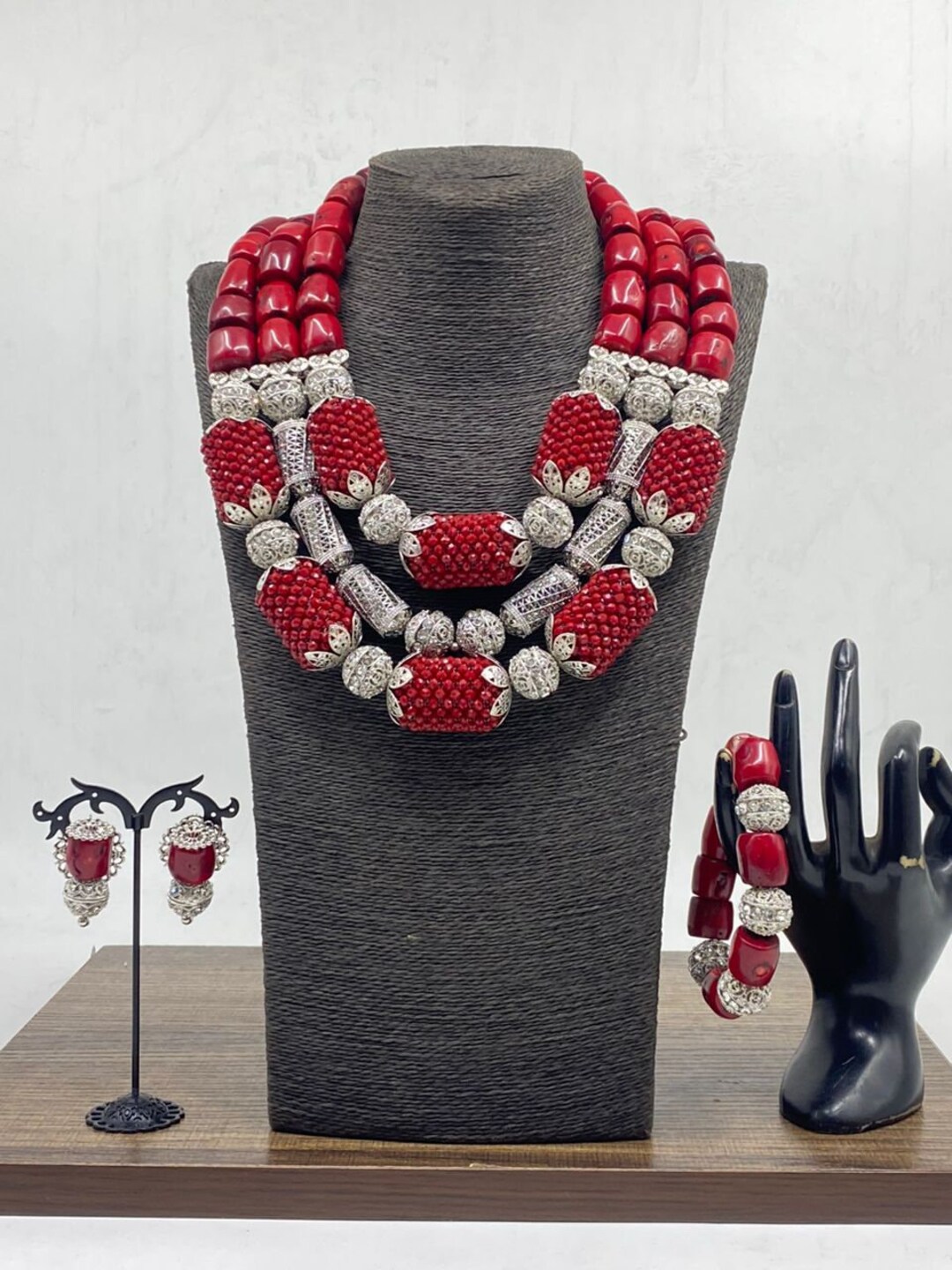 3 Sets Original African Red Coral Beads, African Wedding Coral ...