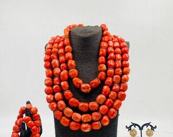 Benin Bridal Coral Beads Outfit. African Wedding Coral Beads Set for ...