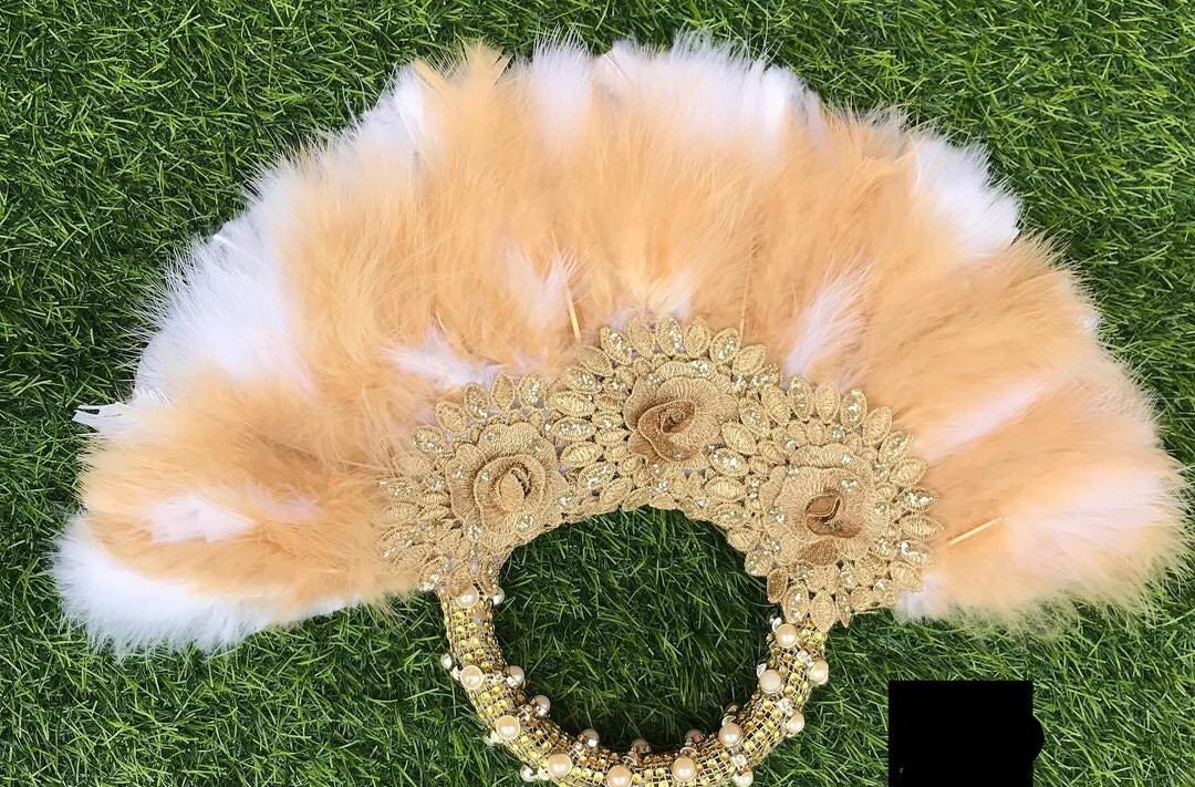 Semi-circle Hand Fan White and Gold African Traditional - Etsy