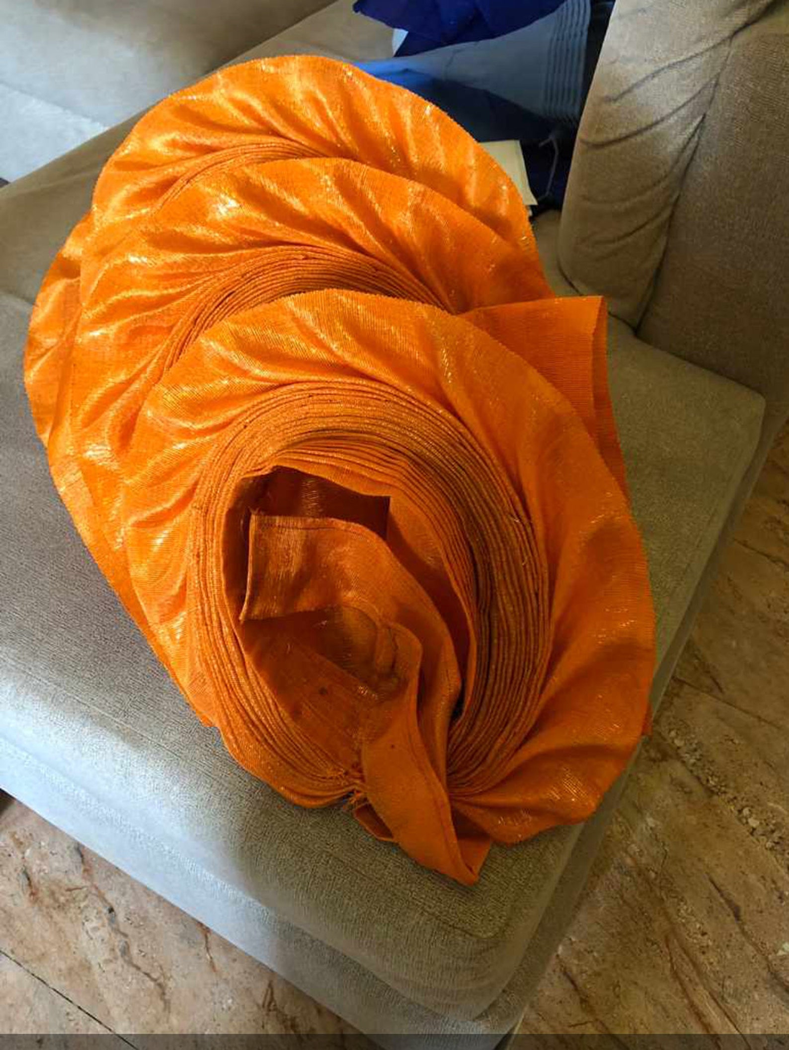 Autogele Aso-oke, Pre-tied Gele, Orange Headwrap, African Fabric ...