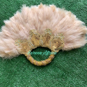 White Clutch Hand Fan, Semi-circle African Traditional Wedding Bridal ...