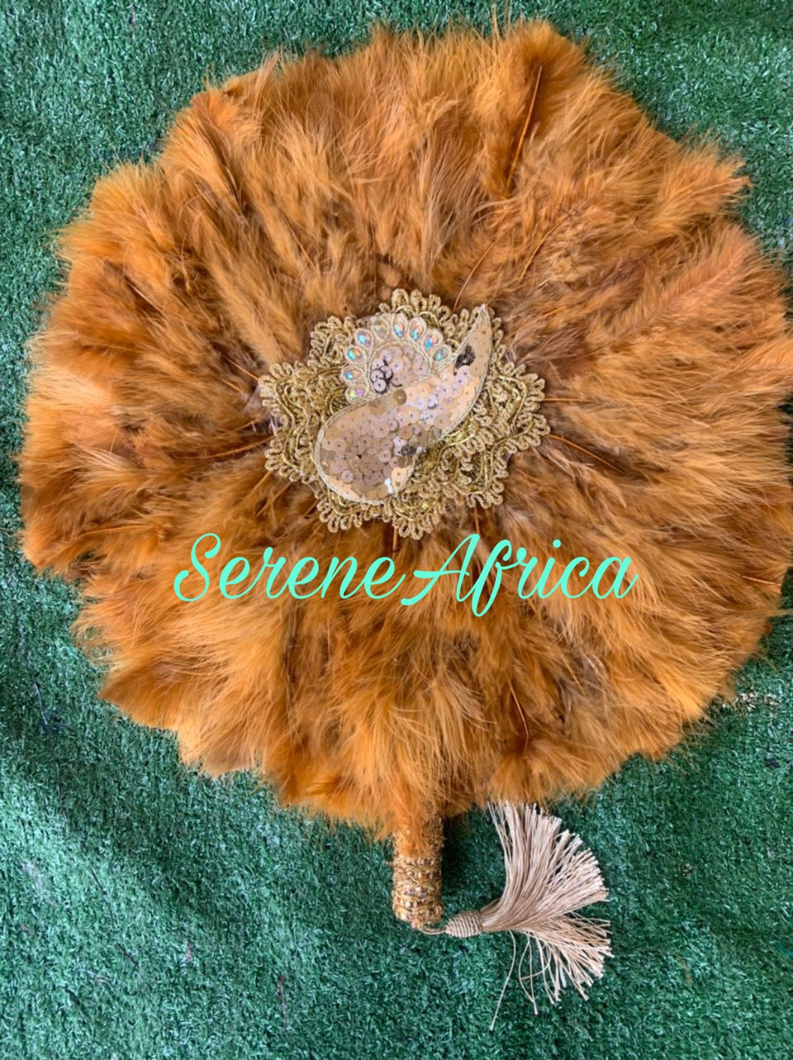 Bridal Gold Feather Hand Fan African Traditional Wedding Hand - Etsy