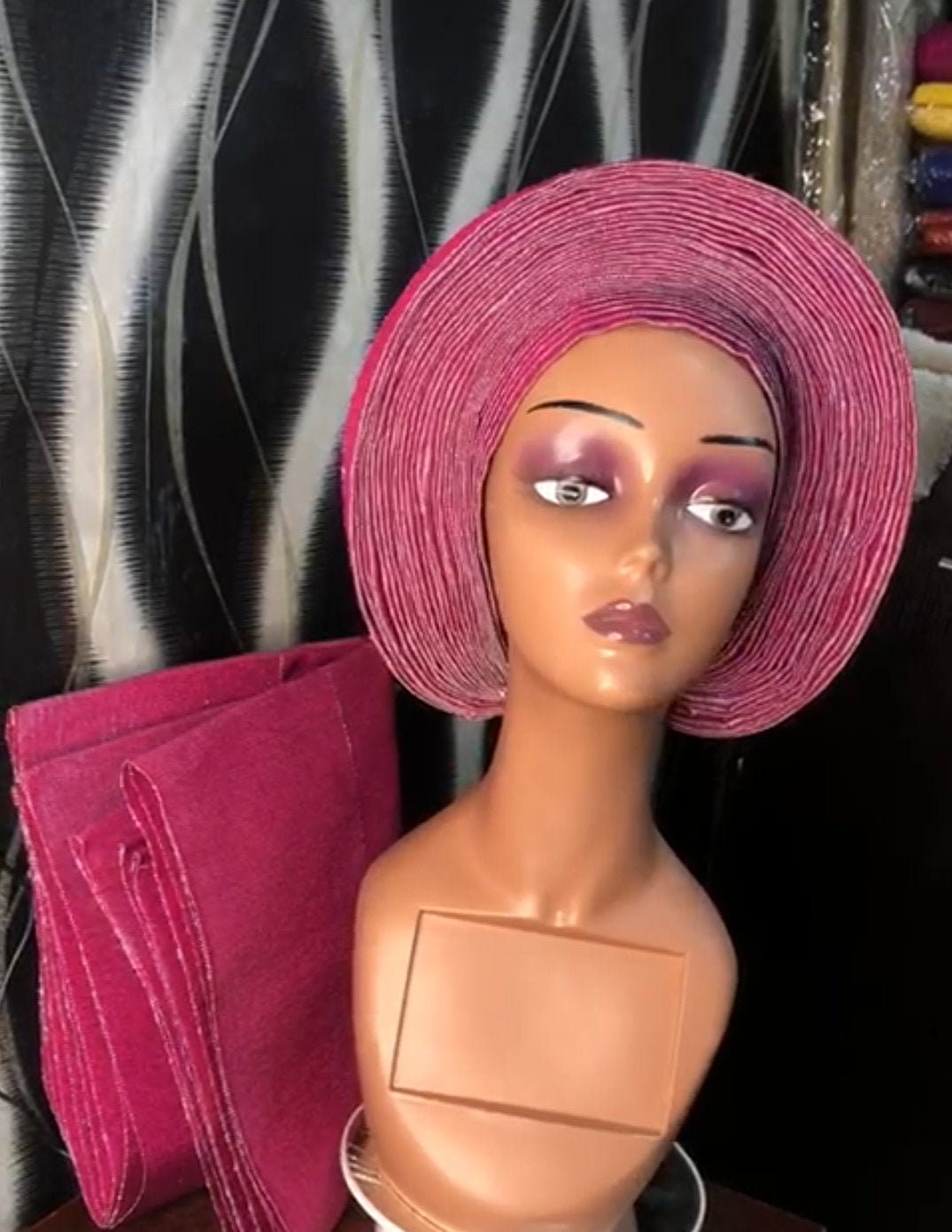 Autogele Aso-oke Pre-tied African Headwrap Pink and Silver - Etsy UK