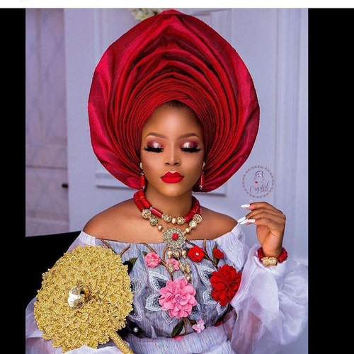 White Autogele Aso-oke Pre-tied Gele Headwrap African - Etsy