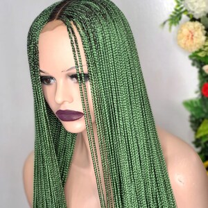 Blue Braided Wig, Long Knotless Box Braid Wig, Wigs for Black Women ...