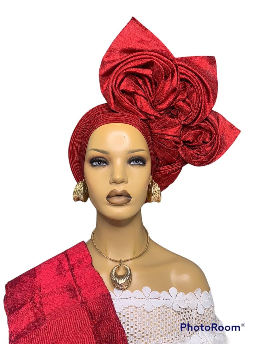 Red Autogele Asooke, Gele, Wine Headwrap, African Fabric, African ...
