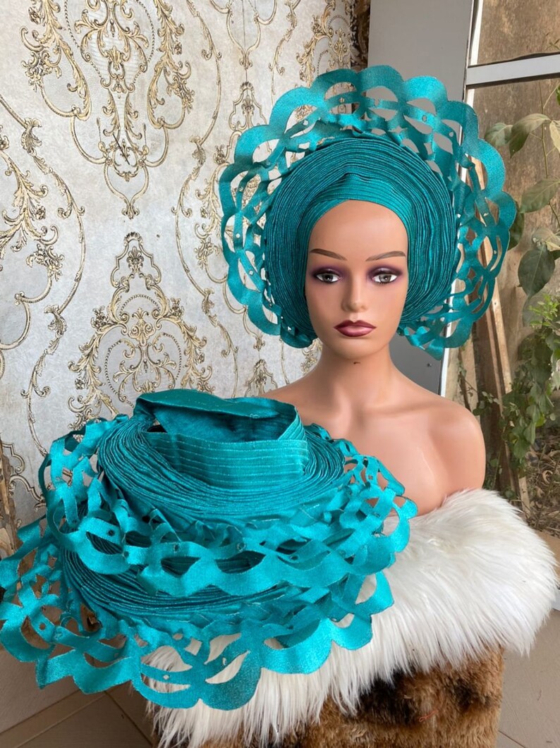 Autogele Aso-oke Pre-tied Gele Emerald Green Headwrap - Etsy