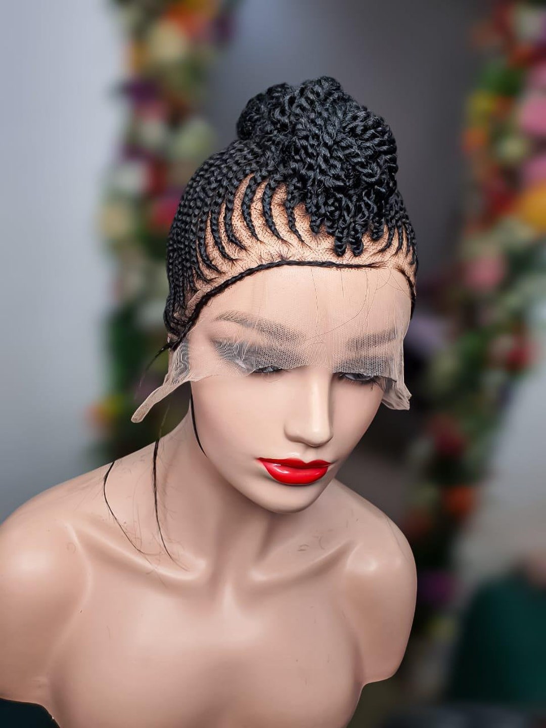 Braided Wig, Full Lace Wig, Cornrow Braid Wig, Ghana Weave Wig, African ...