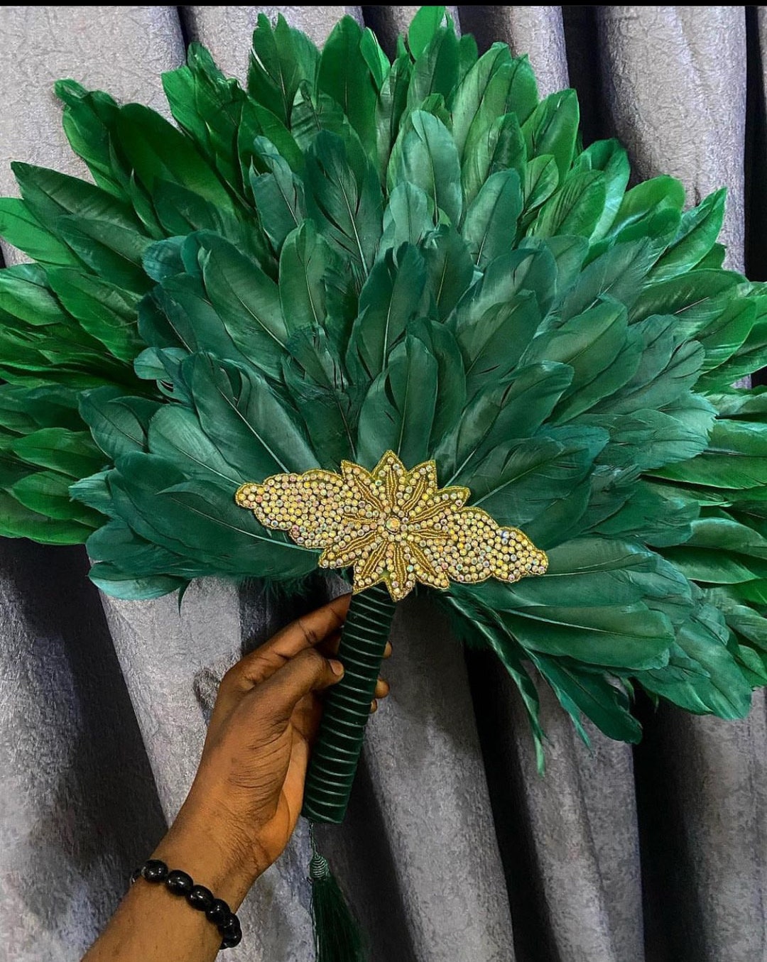 Green Wedding Hand Fan/african Traditional Wedding Feather Hand Fan ...