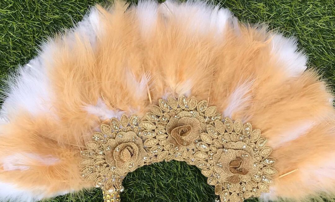 Semi-circle Hand Fan White and Gold African Traditional - Etsy