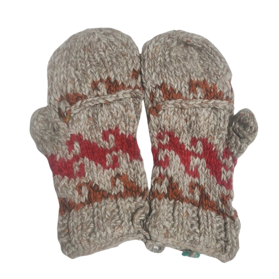 Glittens Glove-mittens Hand-knit Wool Blend Warm Winter Glittens for ...