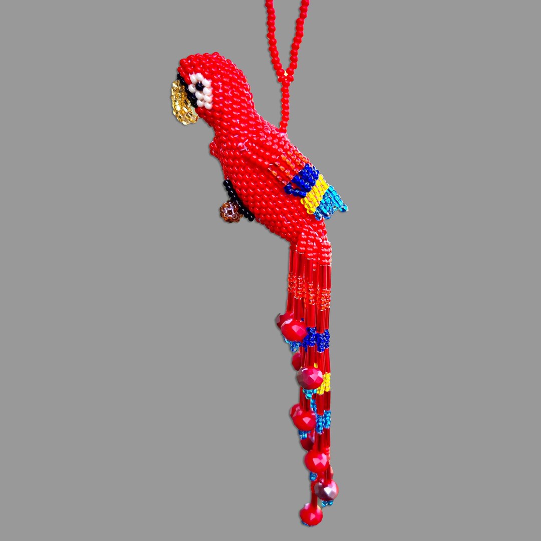 Beaded Parrot Ornament, Bird Figurine, Handmade With Czech Glass Seed ...