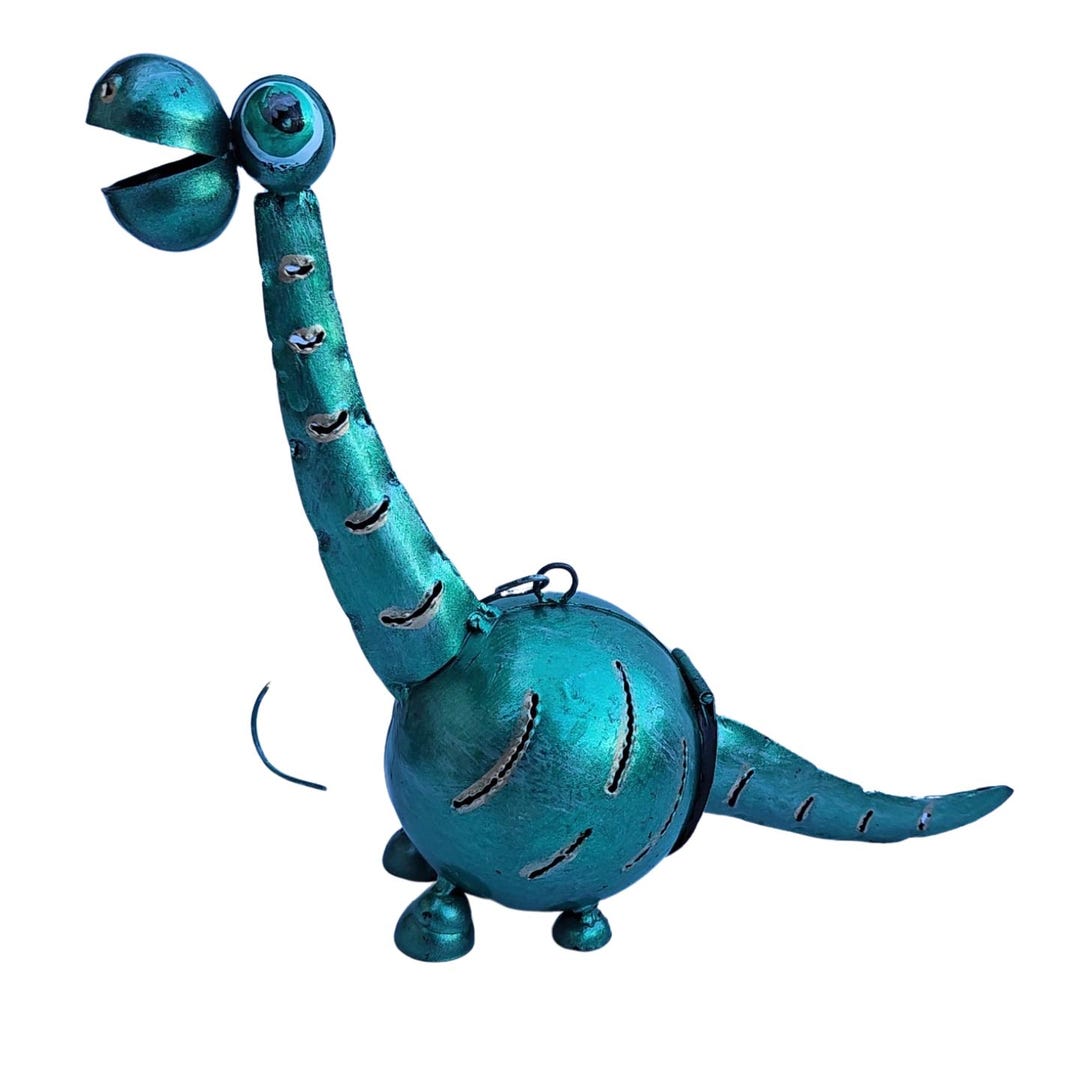 Metal Dinosaur Ornament Hanging Brontosaurus Lawn Tealight Holder ...