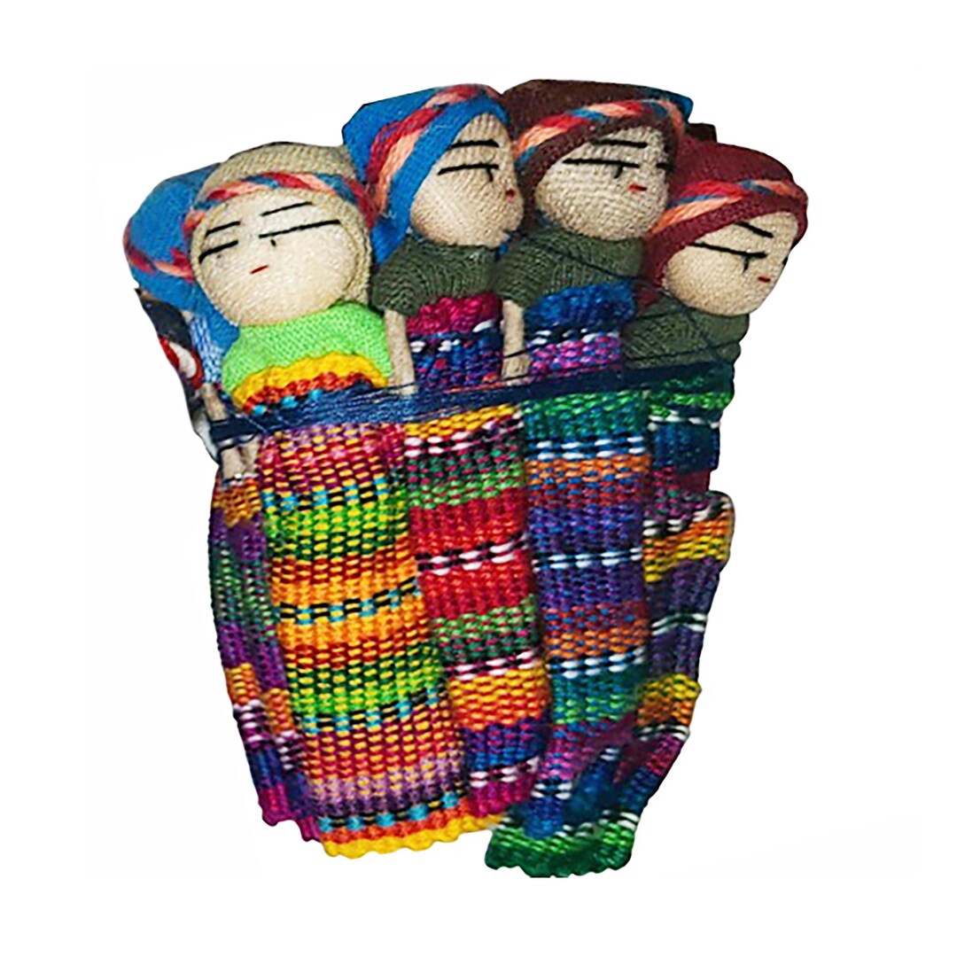 Set of 12 Guatemalan Worry Dolls 3" Tall: Handmade Trouble Dolls, Good ...