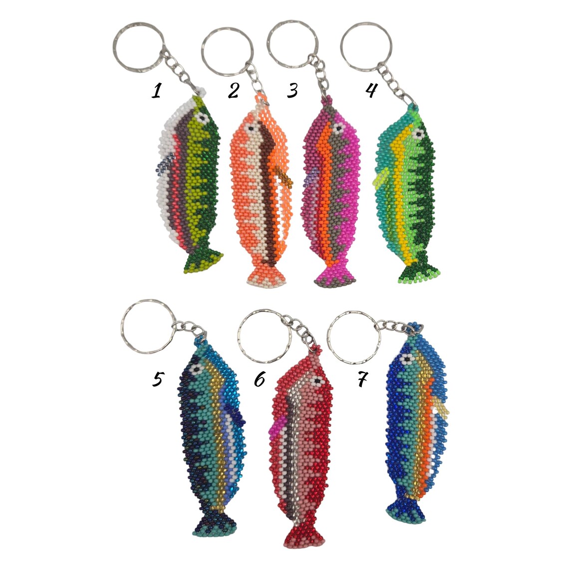 Boho Beaded Fish Keychain, Czech Glass (handmade Bag or Backpack Charm ...