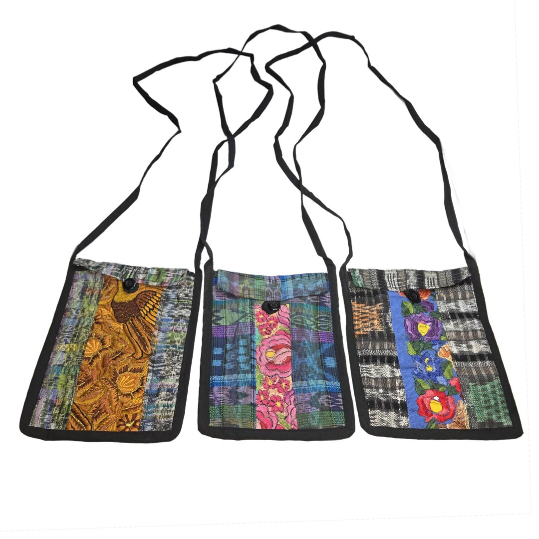 Upcycled Mayan Fabric Crossbody Bag: Embroidered Passport Cell Phone ...