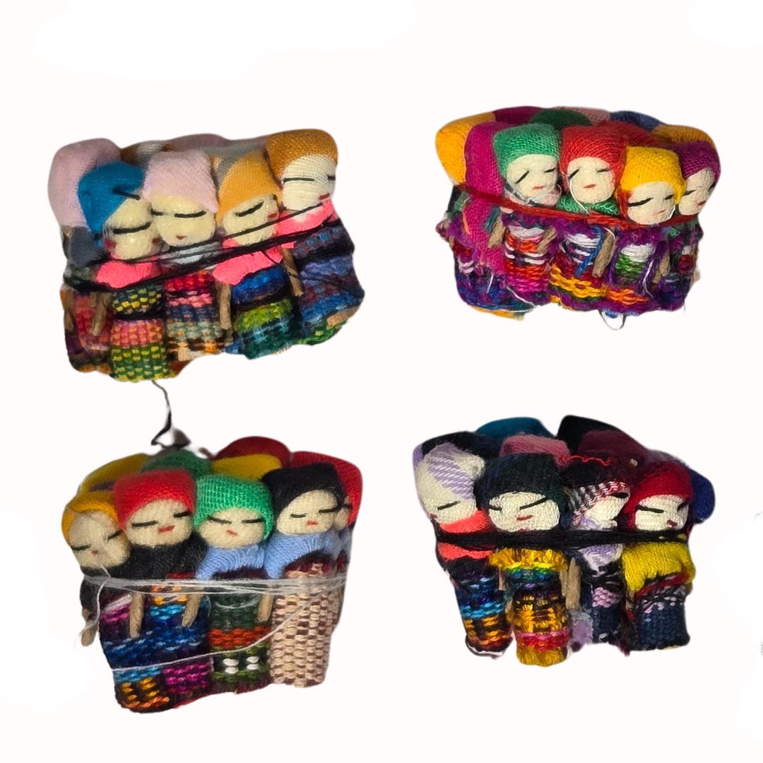 Set of 12 Worry Dolls Handmade for Stress Relief - Miniature Luck ...
