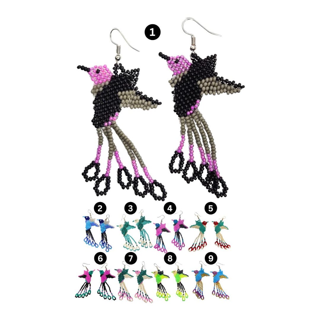 Beaded Hummingbird Earrings Native Guatemalan Design Handmade With ...