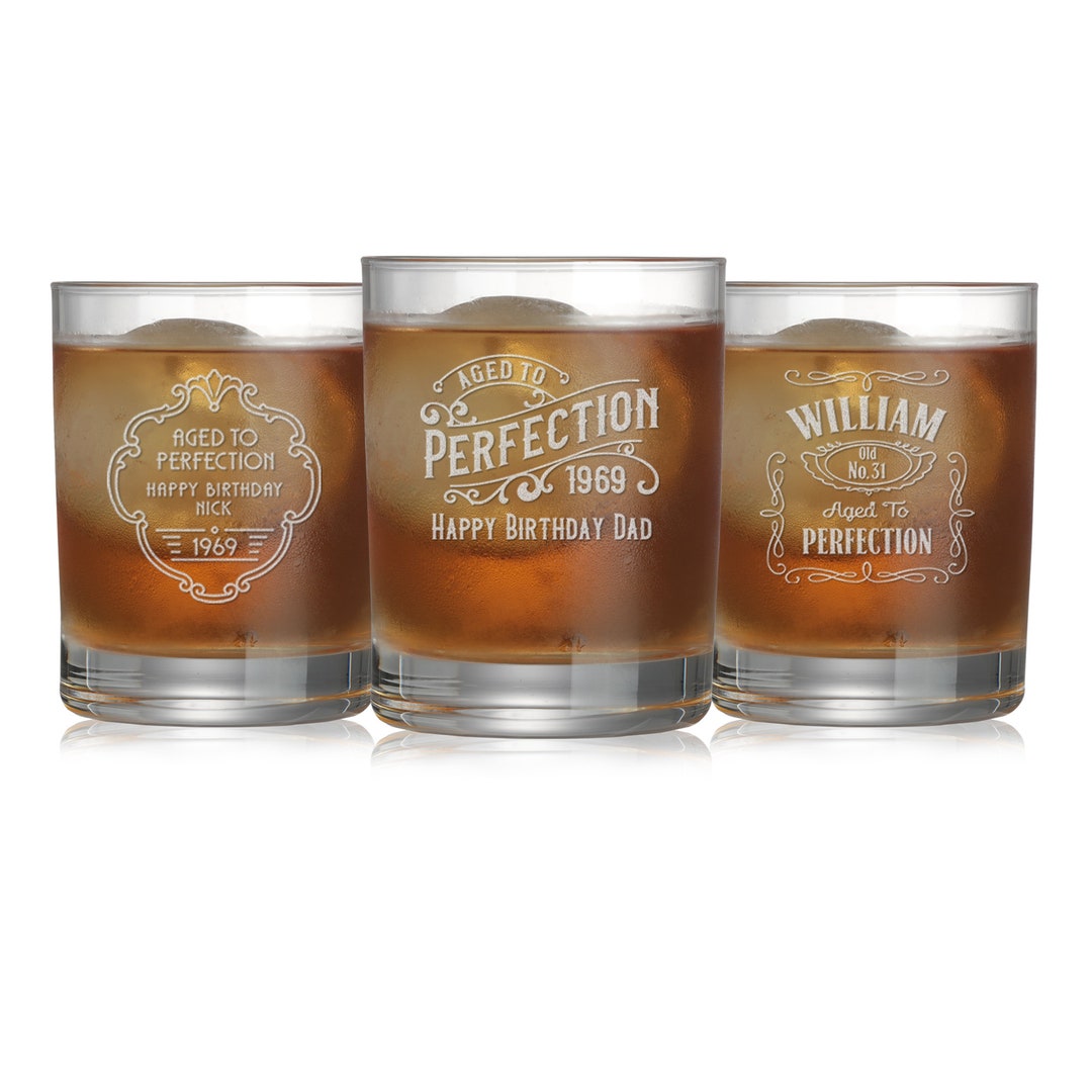 Vintage Aged To Perfection Whiskey Glasses Personalized Whiskey Glass