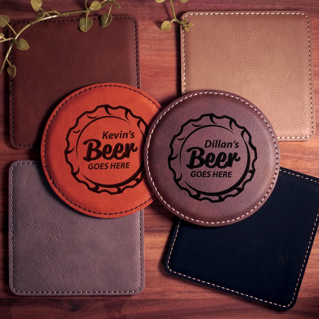 Personalized Coasters Engraved Funny Beer Coasters Leather or Slate ...