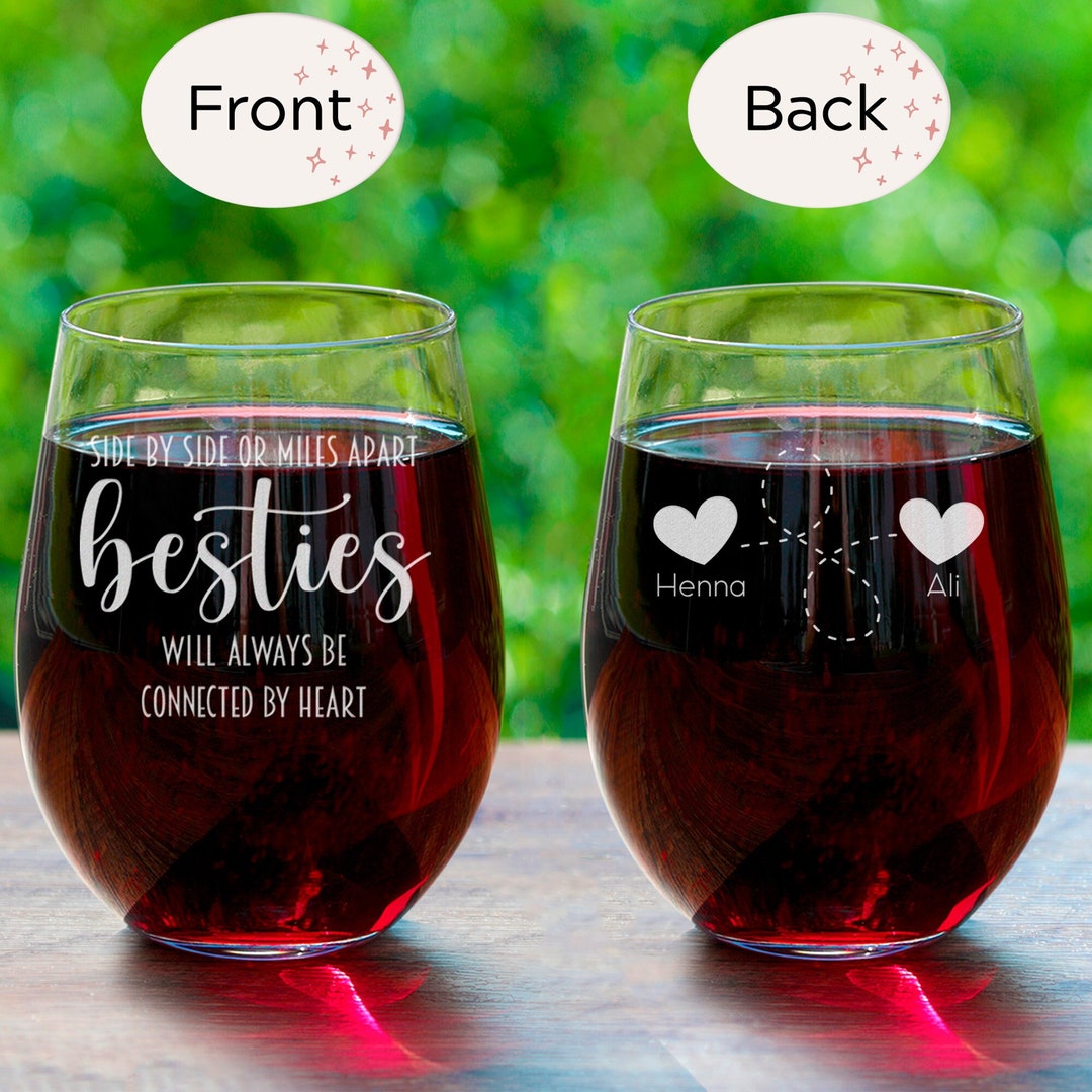 Long Distance Besties Wine Glass Gift Personalized Gift for Friends ...