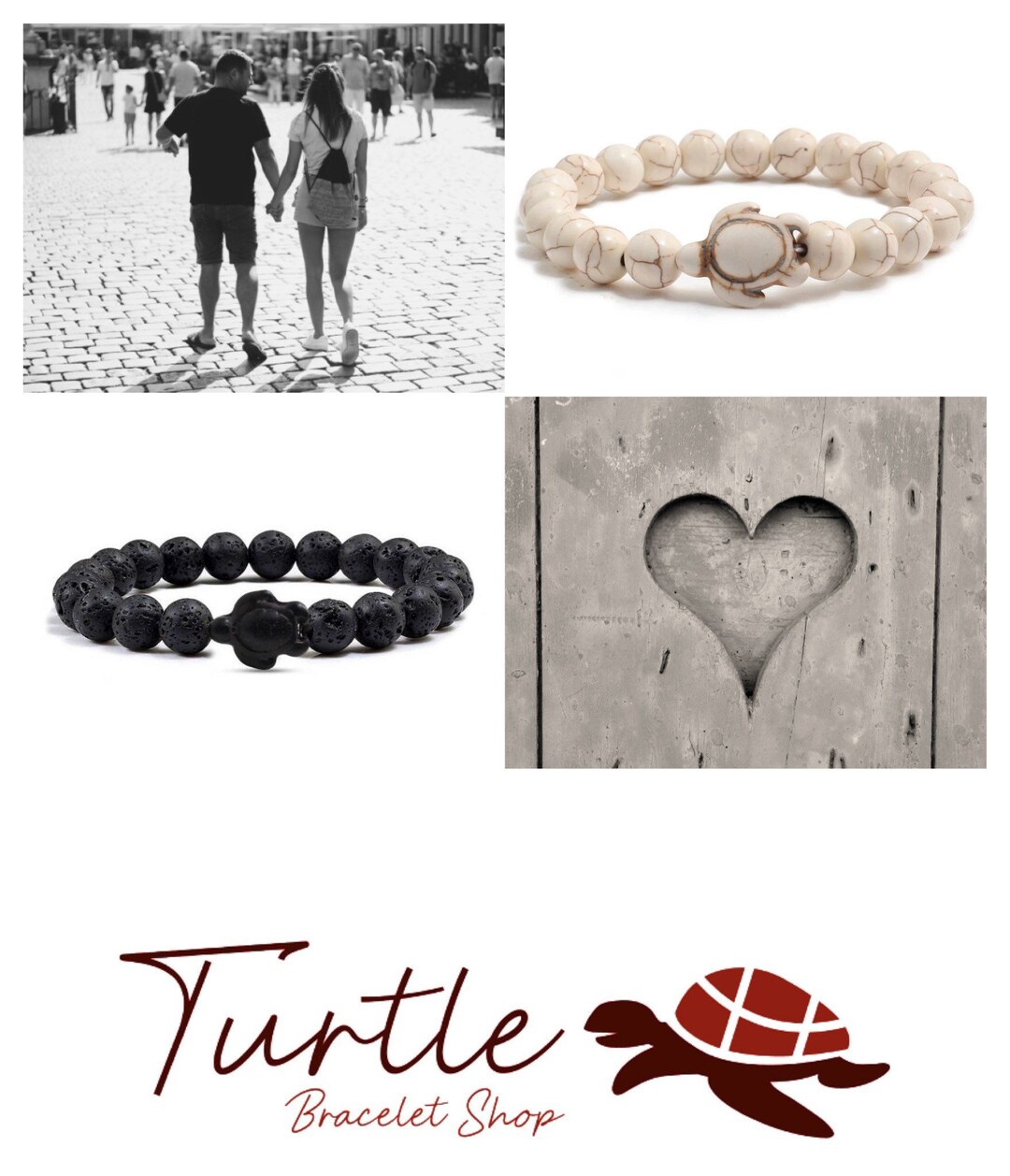 Cute Couples Sea Turtle Bracelets Black/white Turtle 2 PC - Etsy