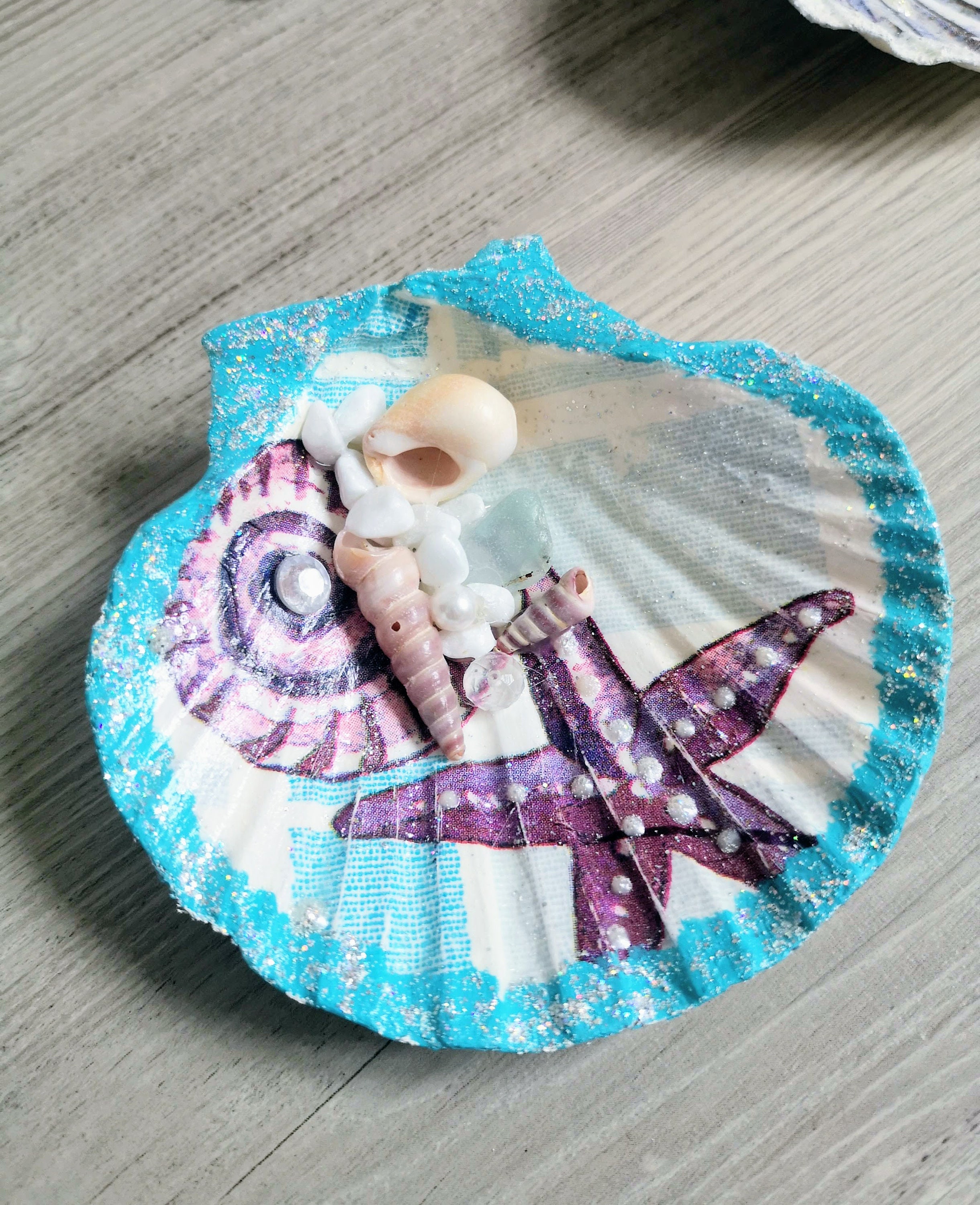Decoupage Sea Shells Home Decor Trinket Dish Ring Dish Gift - Etsy UK