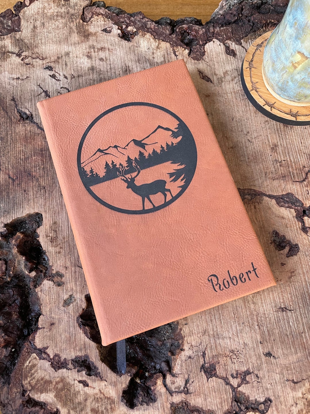 Leather Journal, Outdoor Theme, Custom Engraved, Nature, Hunting ...