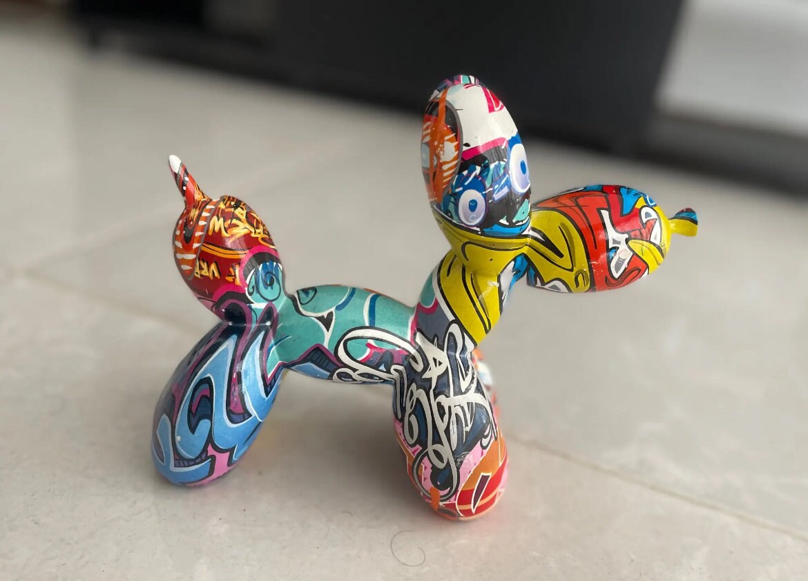 Handmade Resin Graffiti Balloon Dog Sculpture - Modern Art - Etsy