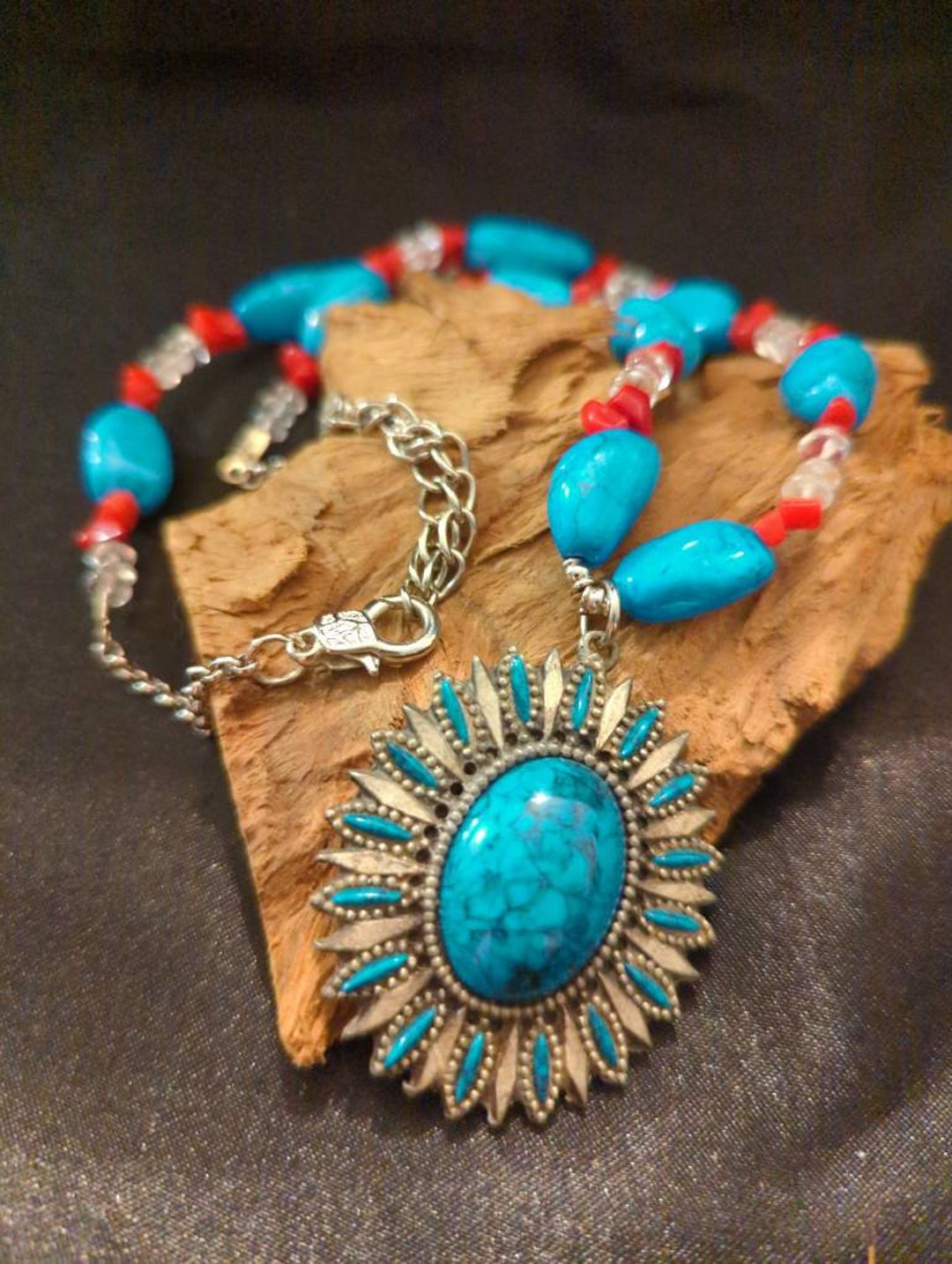 Zuni Style Turquoise Necklace - Etsy