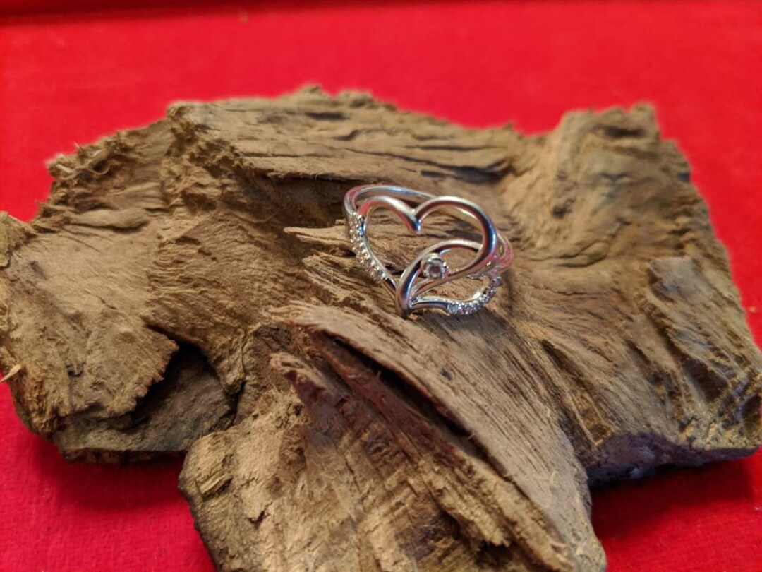 Sterling Silver Two Hearts Ring - Etsy