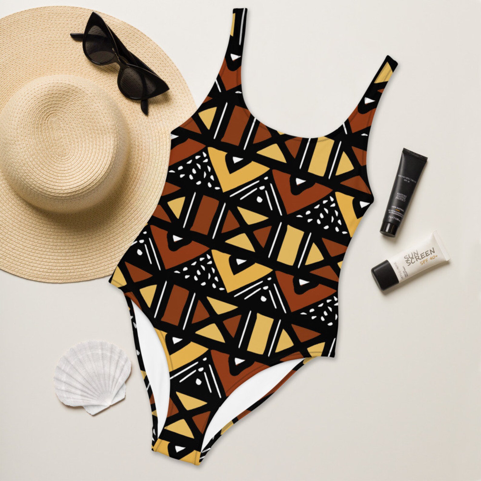 African Print One Piece Swimsuit Mudcloth Swimsuit Women - Etsy