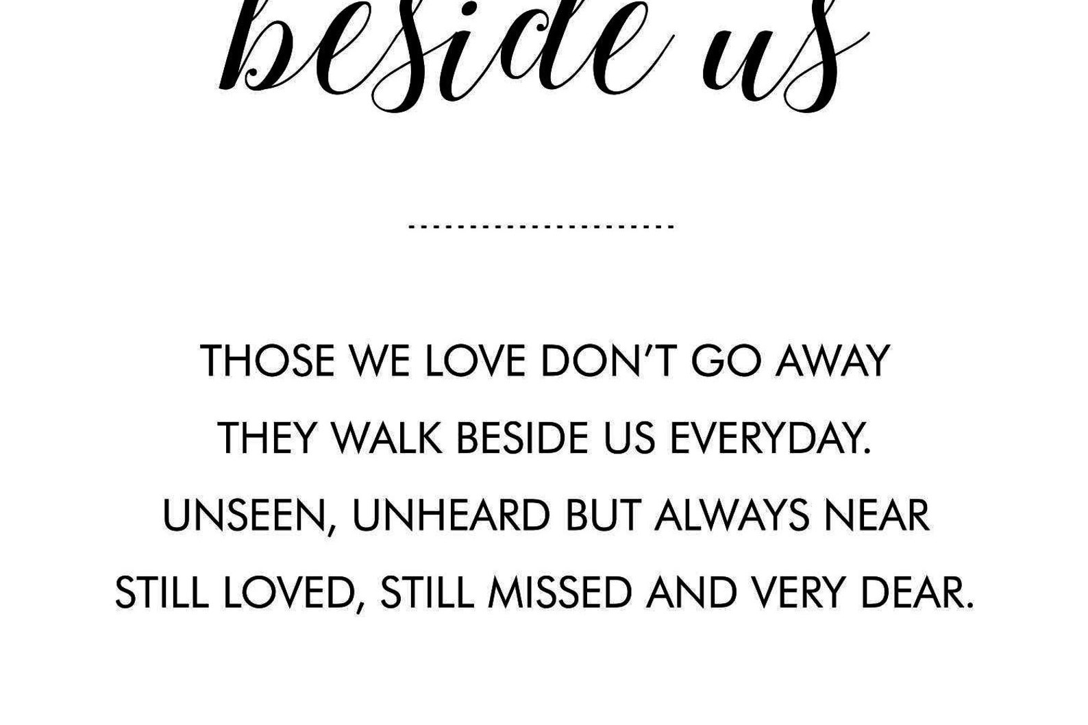 They Walk Beside Us - Elegant Wedding Memorial Table Sign Poem ...