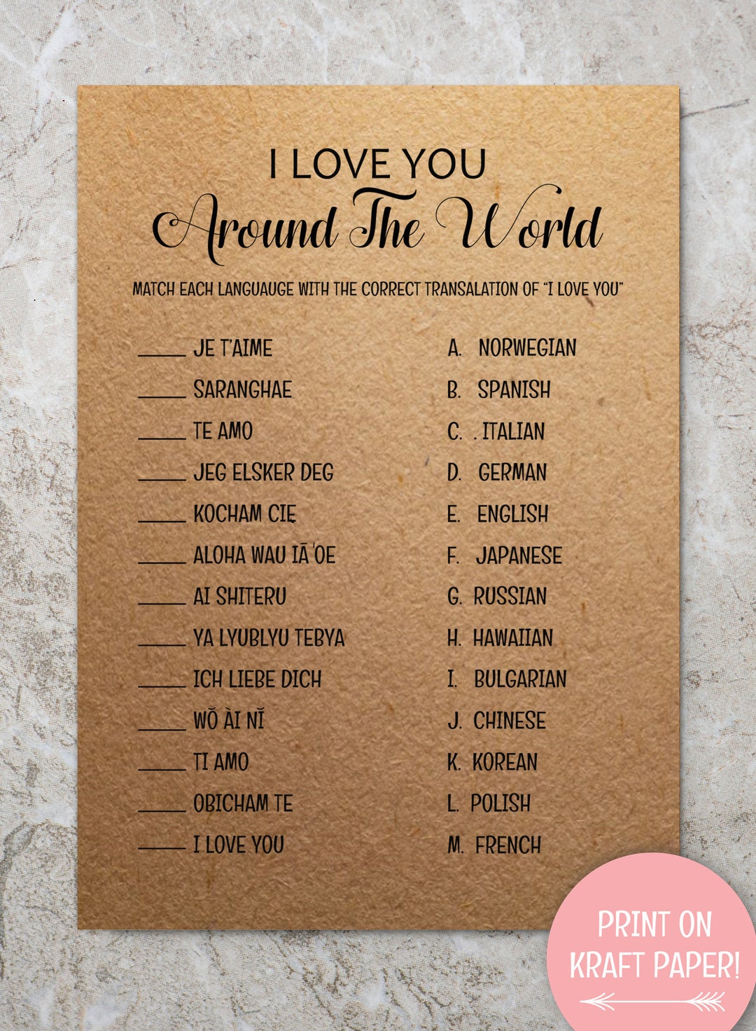I Love You Around The World Bridal Shower Fun I Love You In Different