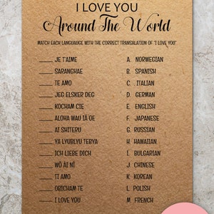 I Love You Around the World, Bridal Shower Fun, I Love You in Different ...