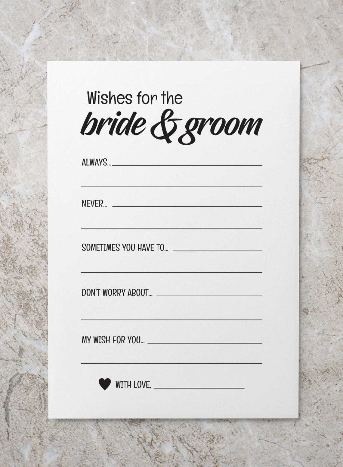 Wishes for the Bride and Groom . Advice for the Bride and | Etsy
