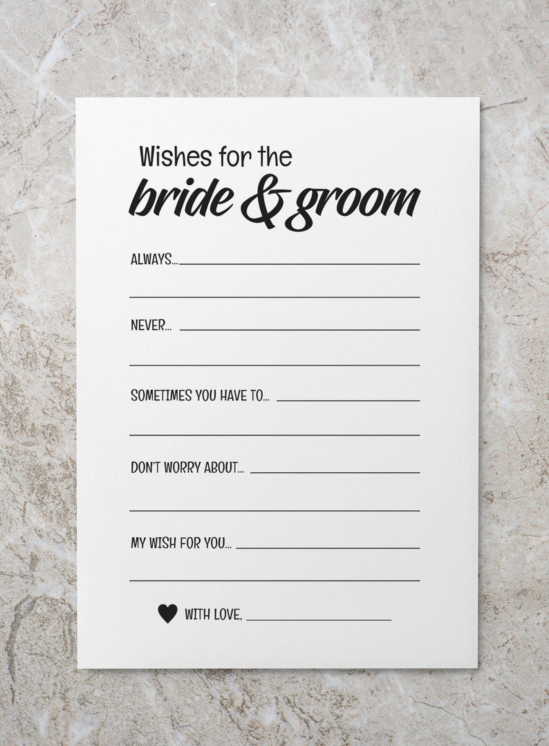 Wishes For The Bride And Groom Advice For The Bride And Groom Cards