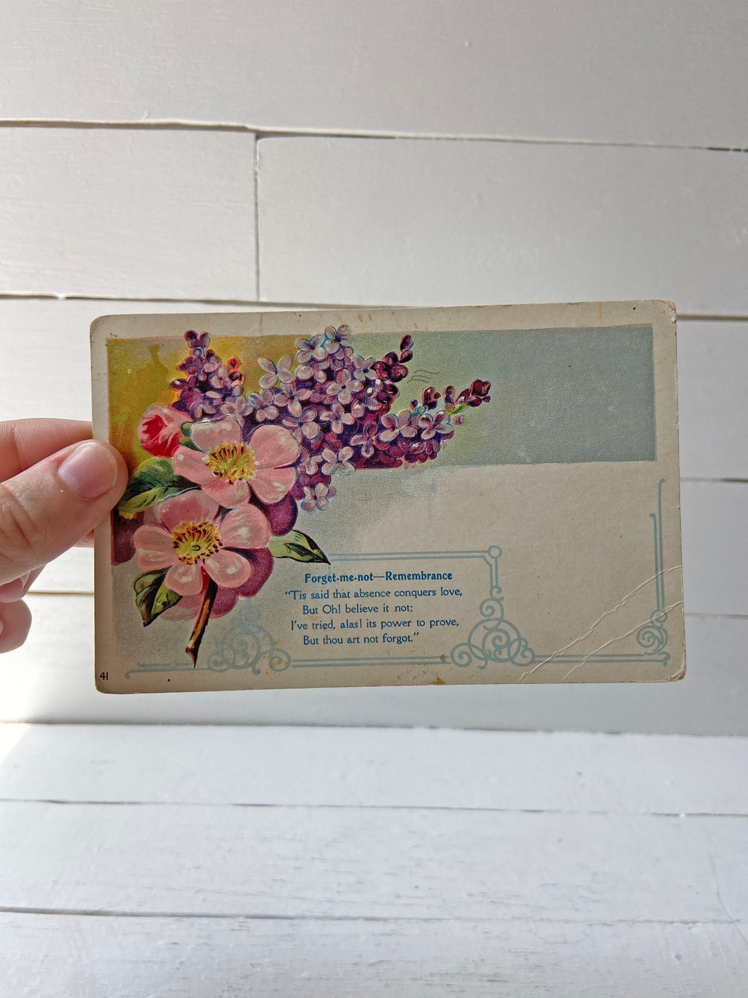 Vintage 1900's Victorian Forget Me Not Remebrance Postcard // Postcard ...