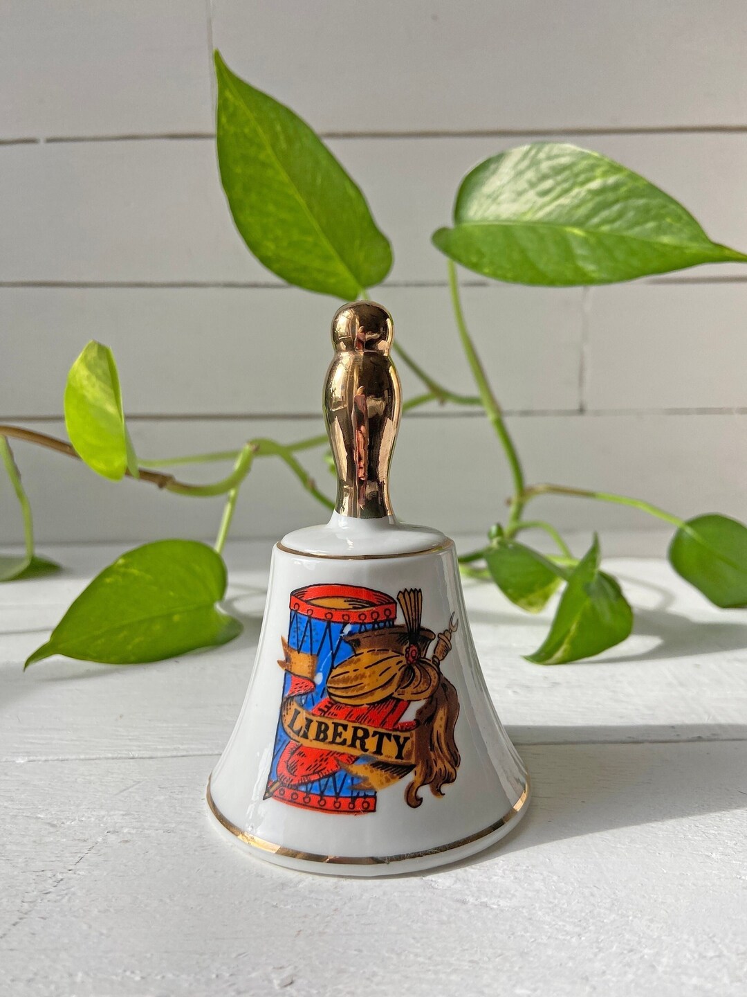 Vintage Gold Liberty Bell, Patriotic Bell // Fourth of July Bell ...