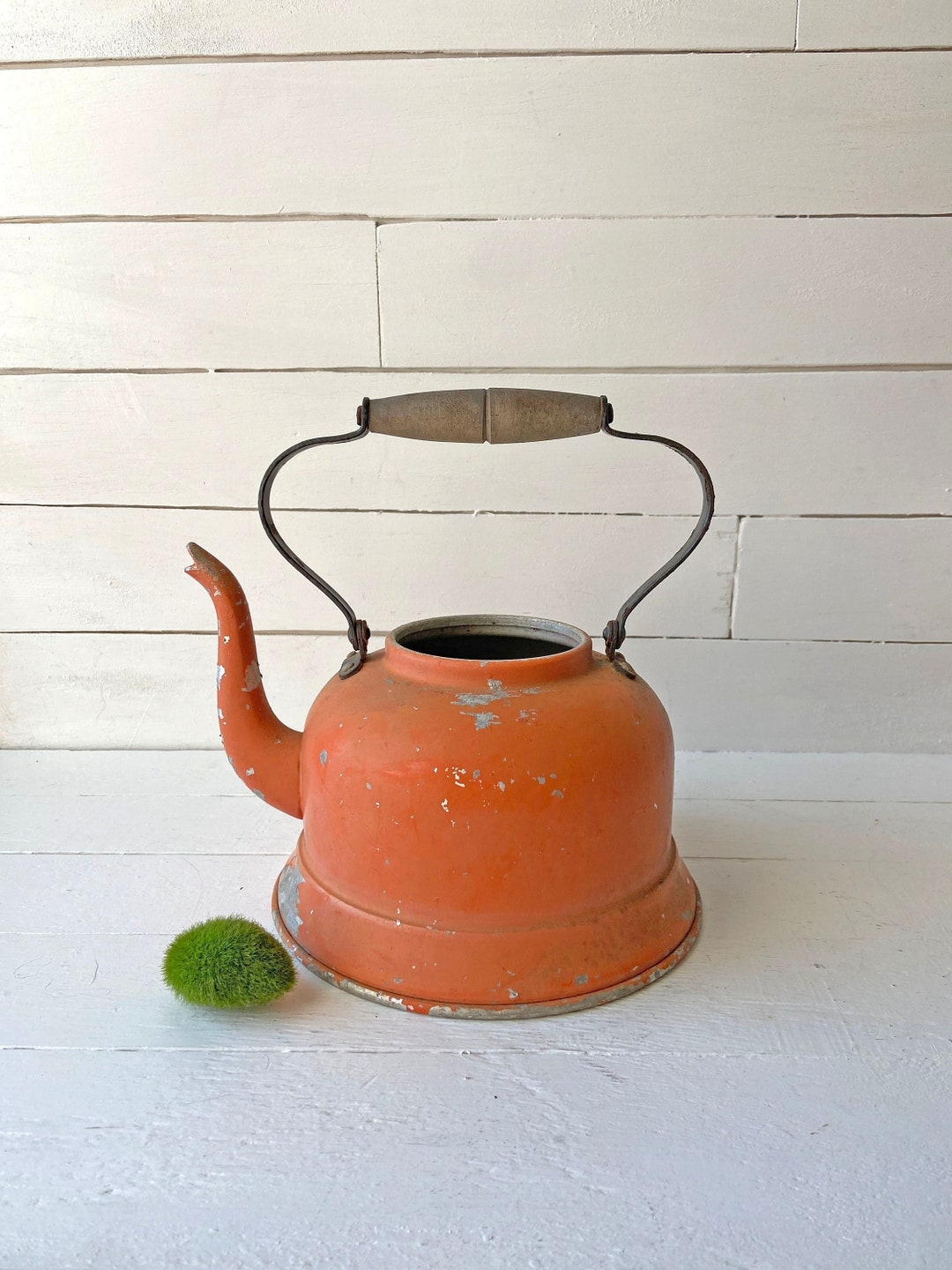 Vintage Orange Teapot // Handcrafted Teapot // Farmhouse, Rustic Decor ...
