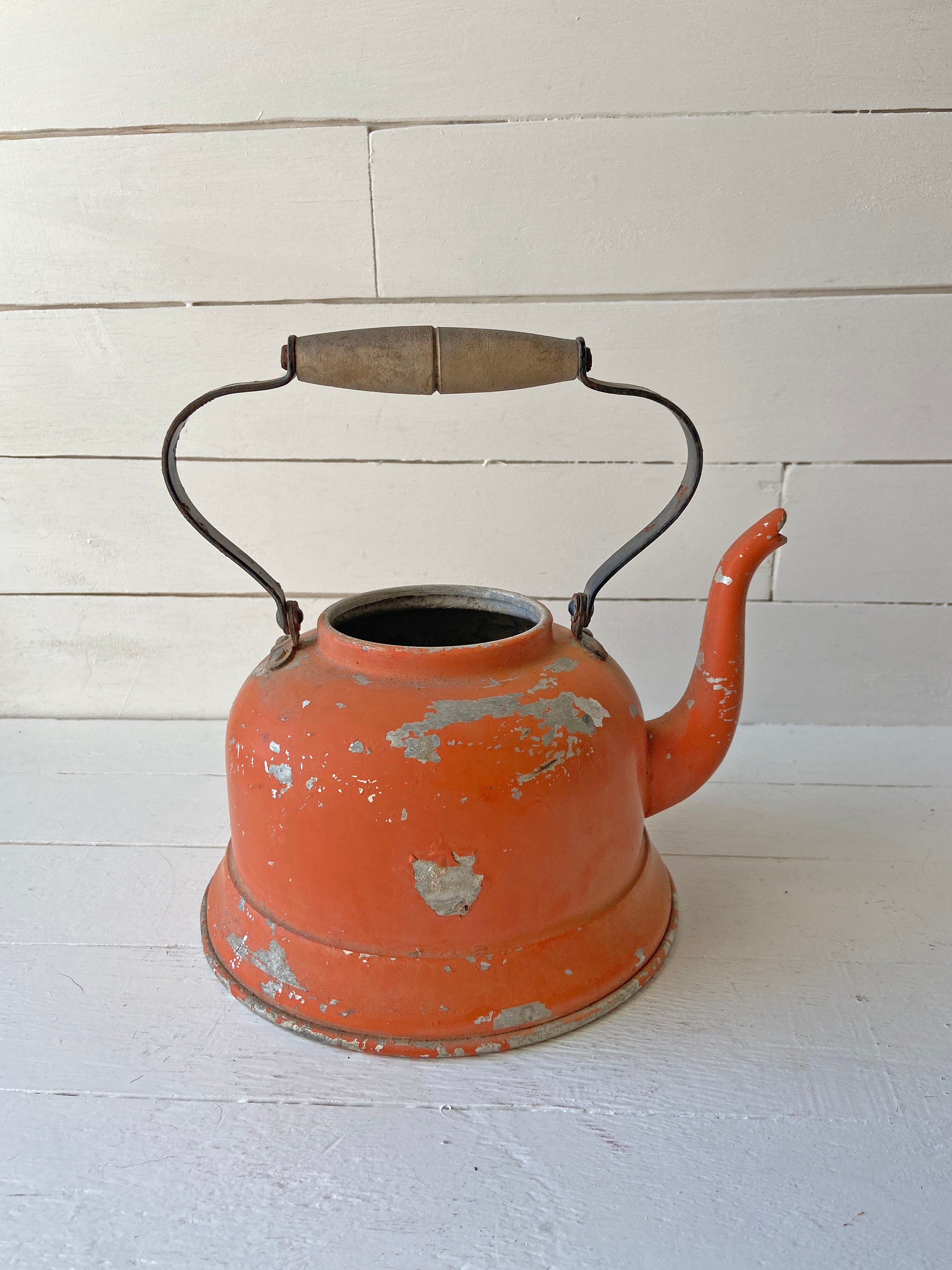 Vintage Orange Teapot // Handcrafted Teapot // Farmhouse - Etsy