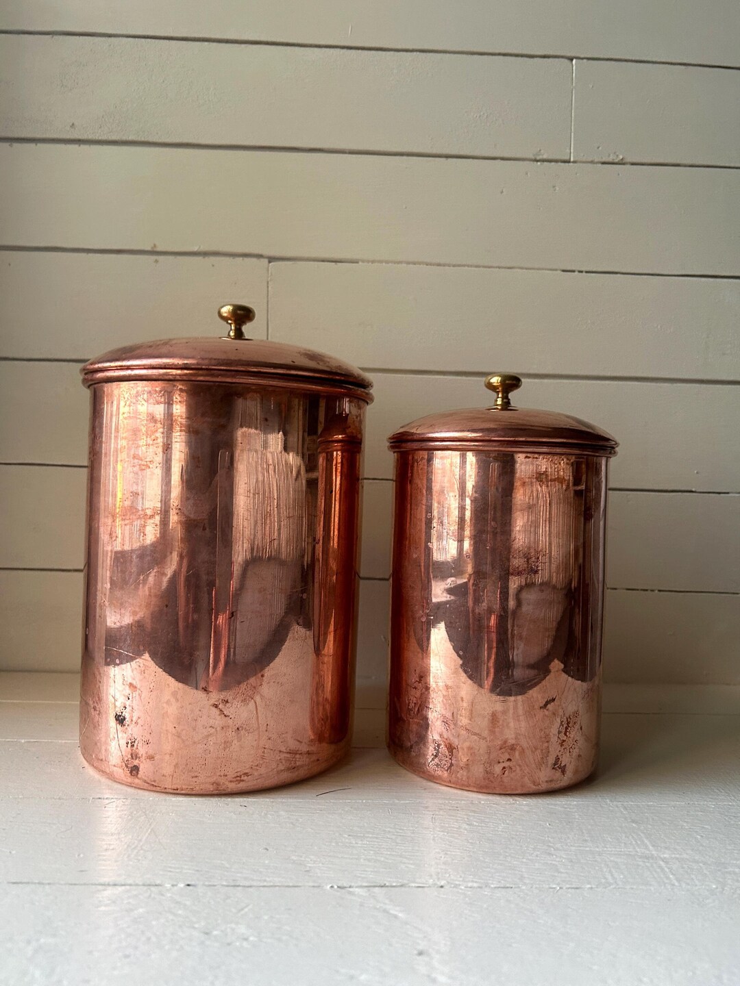 Vintage Copper Canisters With Lids, Cookie Jars, Copper Kitchen Decor ...
