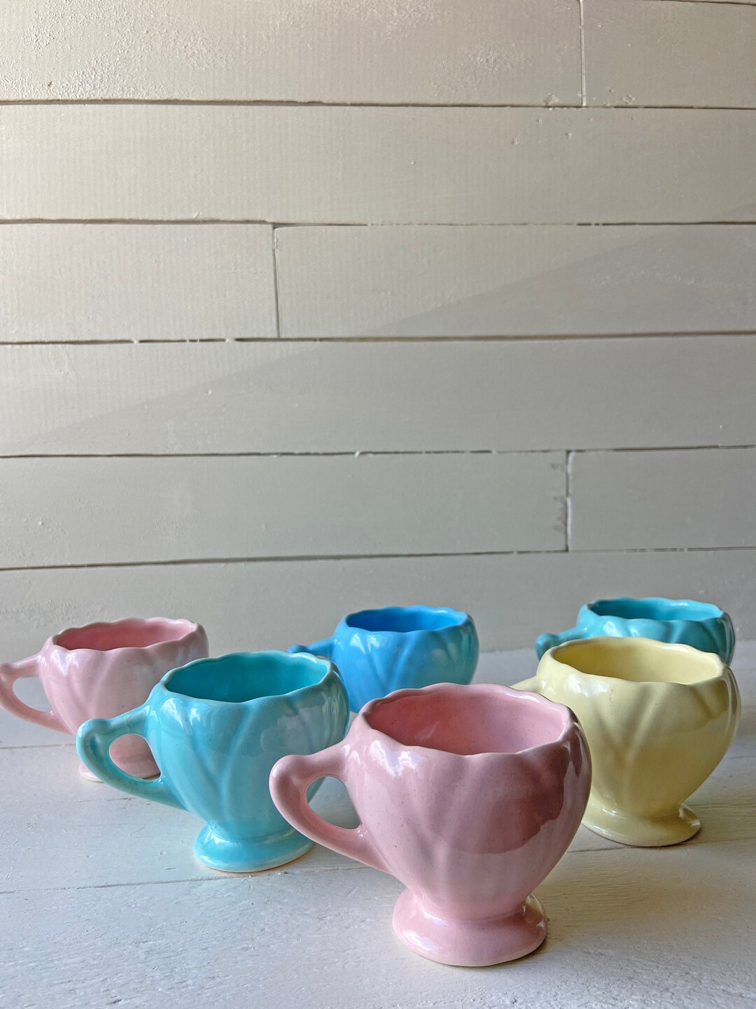 Vintage Camark Pottery Dematisse Tulip Tea Cup, Set of 7 // Pastel ...