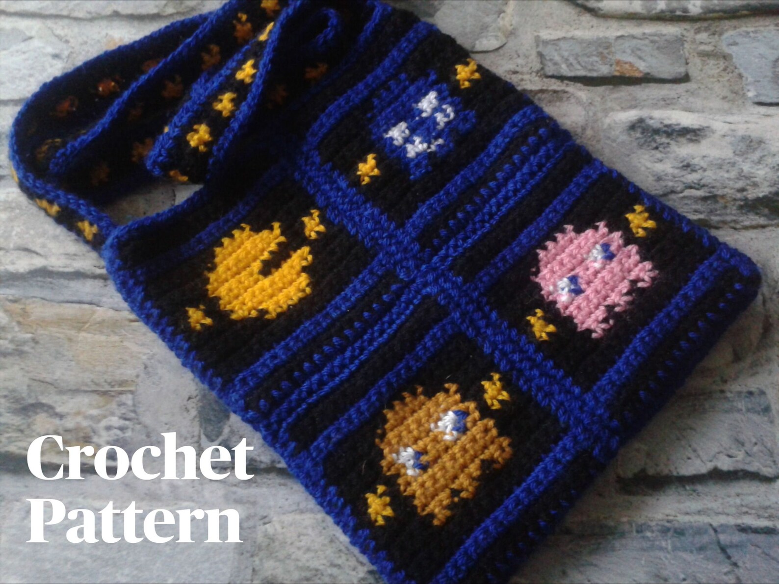 Pac-man Inspired Crochet Square Cross-body Bag Pattern PDF Digital ...