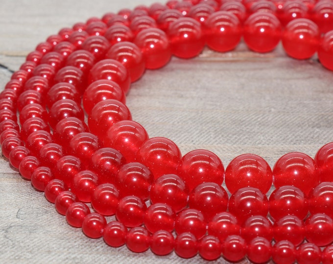 Red Jade Beads, Red Round Smooth Gemstones,6mm, 8mm,10mm,12mm Full ...