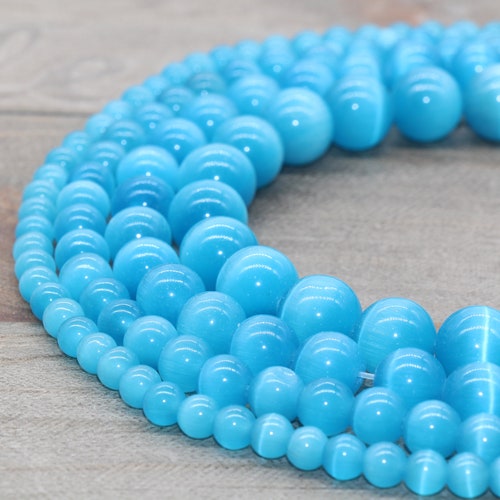 Royal Blue Cat Eye Beads Dark Blue Round Smooth - Etsy