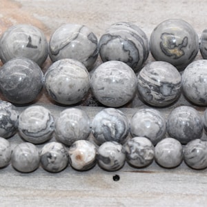 Grey Map Jasper, Map Jasper Beads, Grey Round Gemstons,6mm, 8mm,10mm ...