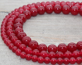 True Maroon Red JADE Faceted Round full Strand 15.5 Inch Strand, 4mm ...